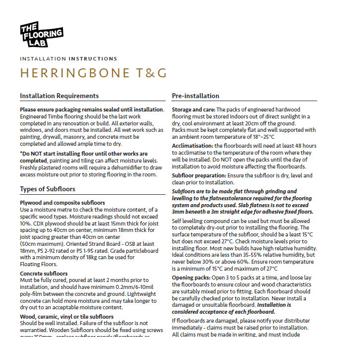 Installation Instructions – The Flooring Lab