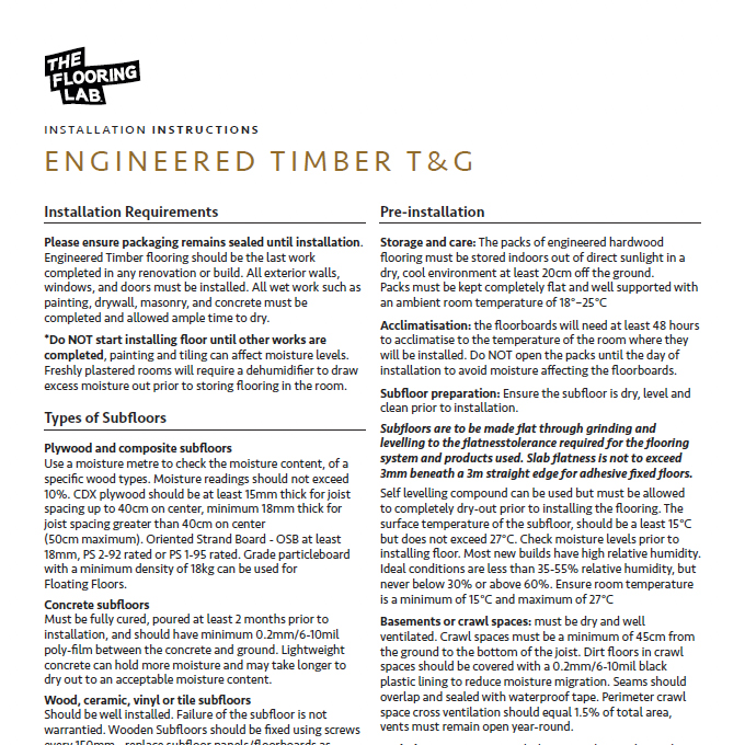 Installation Instructions – The Flooring Lab